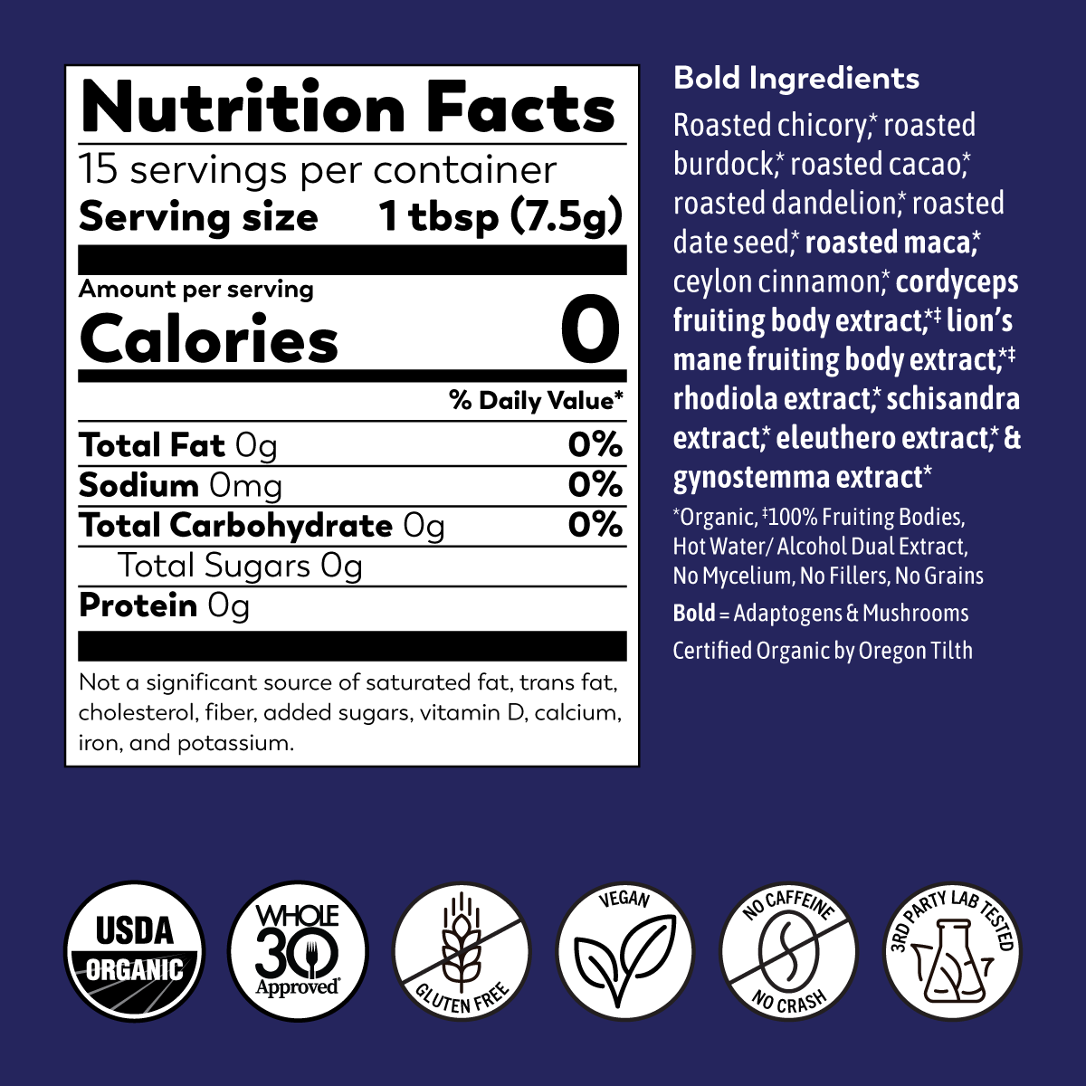 Bold Rasa Herbal Coffee Alternative | Adaptogens for Energy and Performance