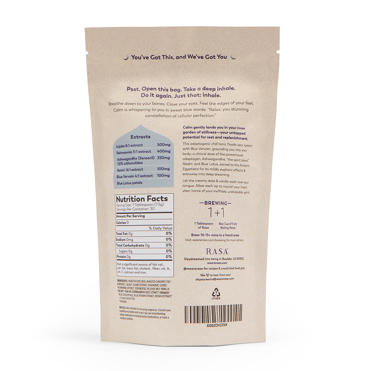 Calm Rasa Herbal Coffee Alternative | Adaptogens for Energy and Performance