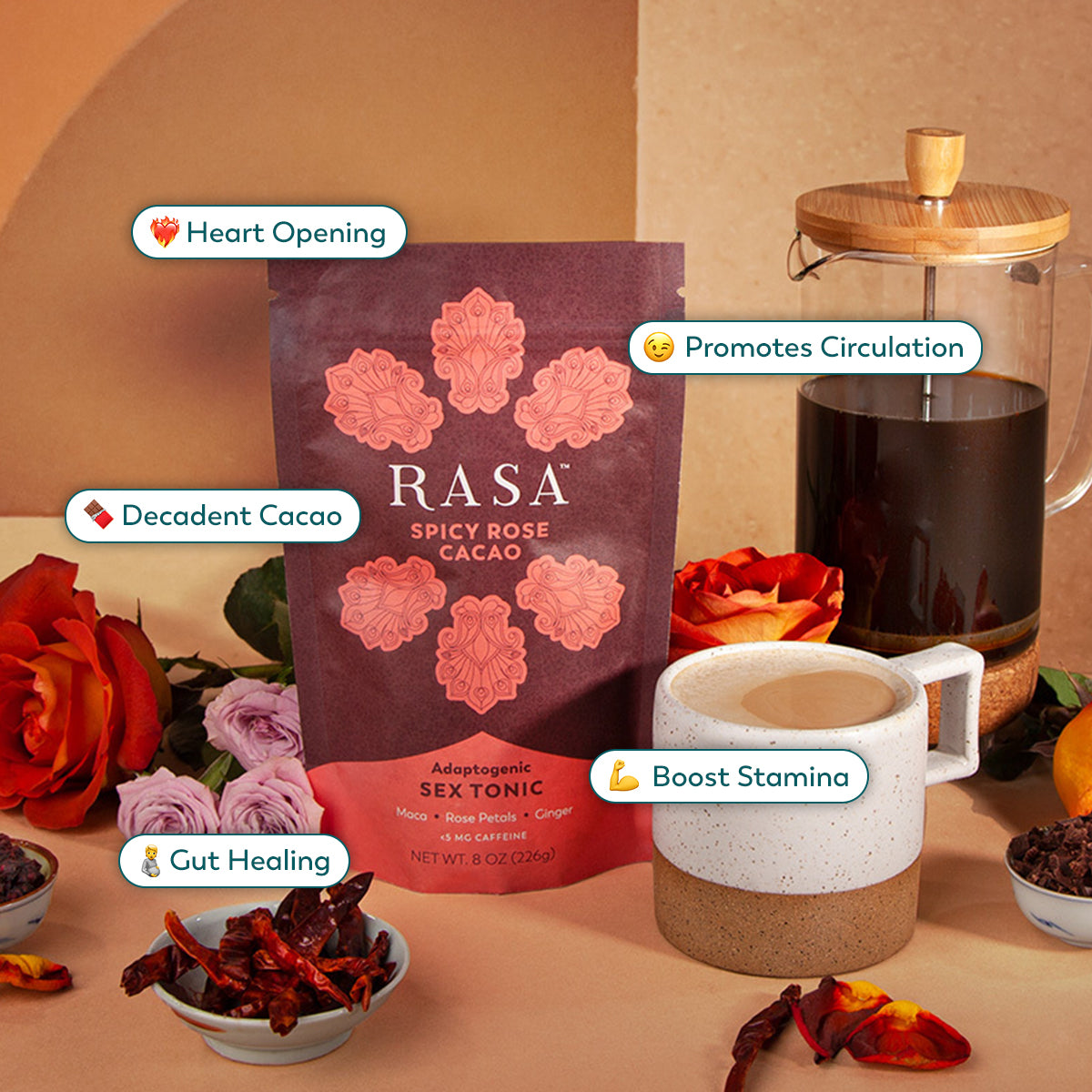 Spicy Rose Cacao | Adaptogens for Libido and Creativity – Rasa
